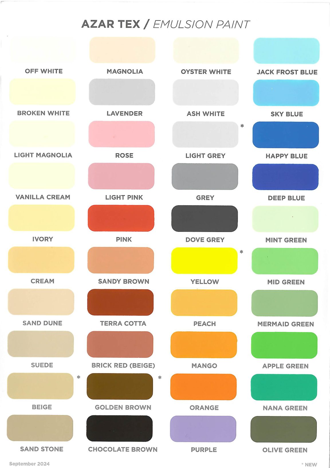 Color Chart – AZAR | Azar Chemical Industries Ltd.